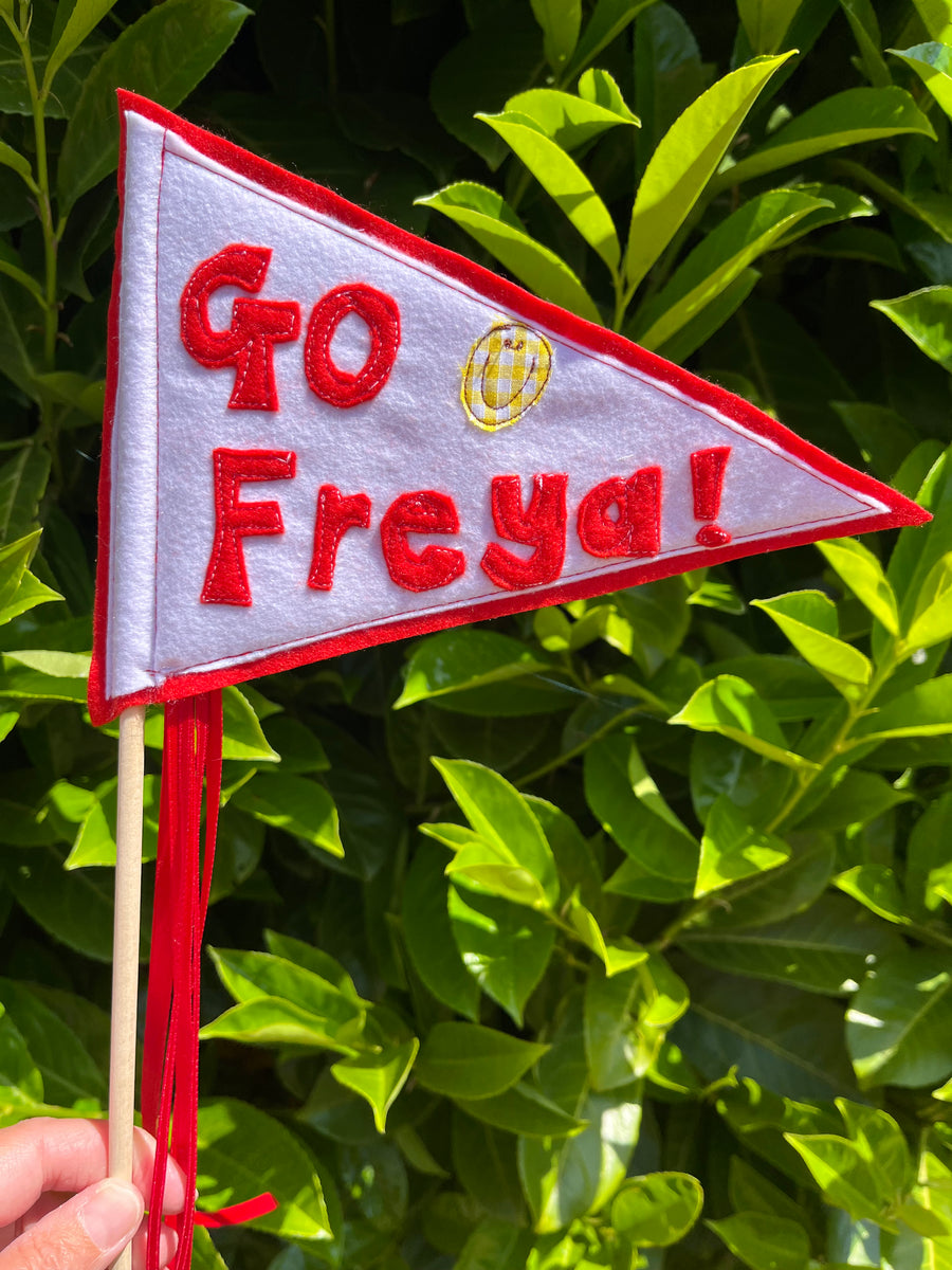 Red Name Sports Day Flag – Katy Kirkham Designs